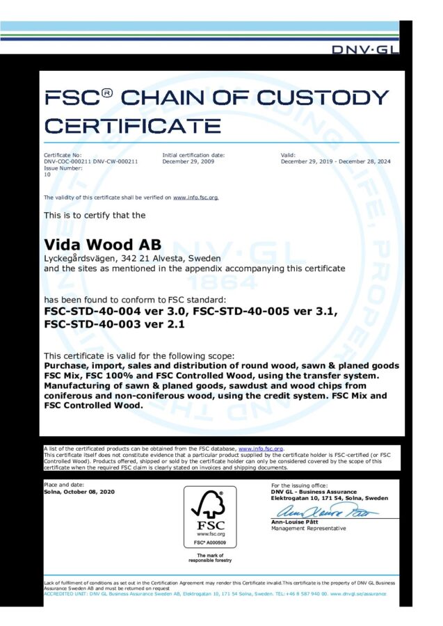 Certifications - Vida AB